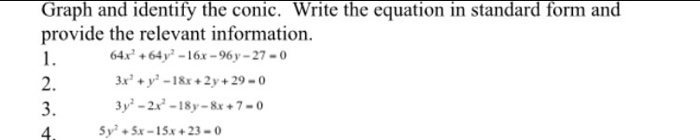 Solved Graph And Identify The Conic Write The Equation In