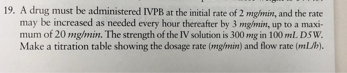 Solved 19. A drug must be administered IVPB at the initial | Chegg.com