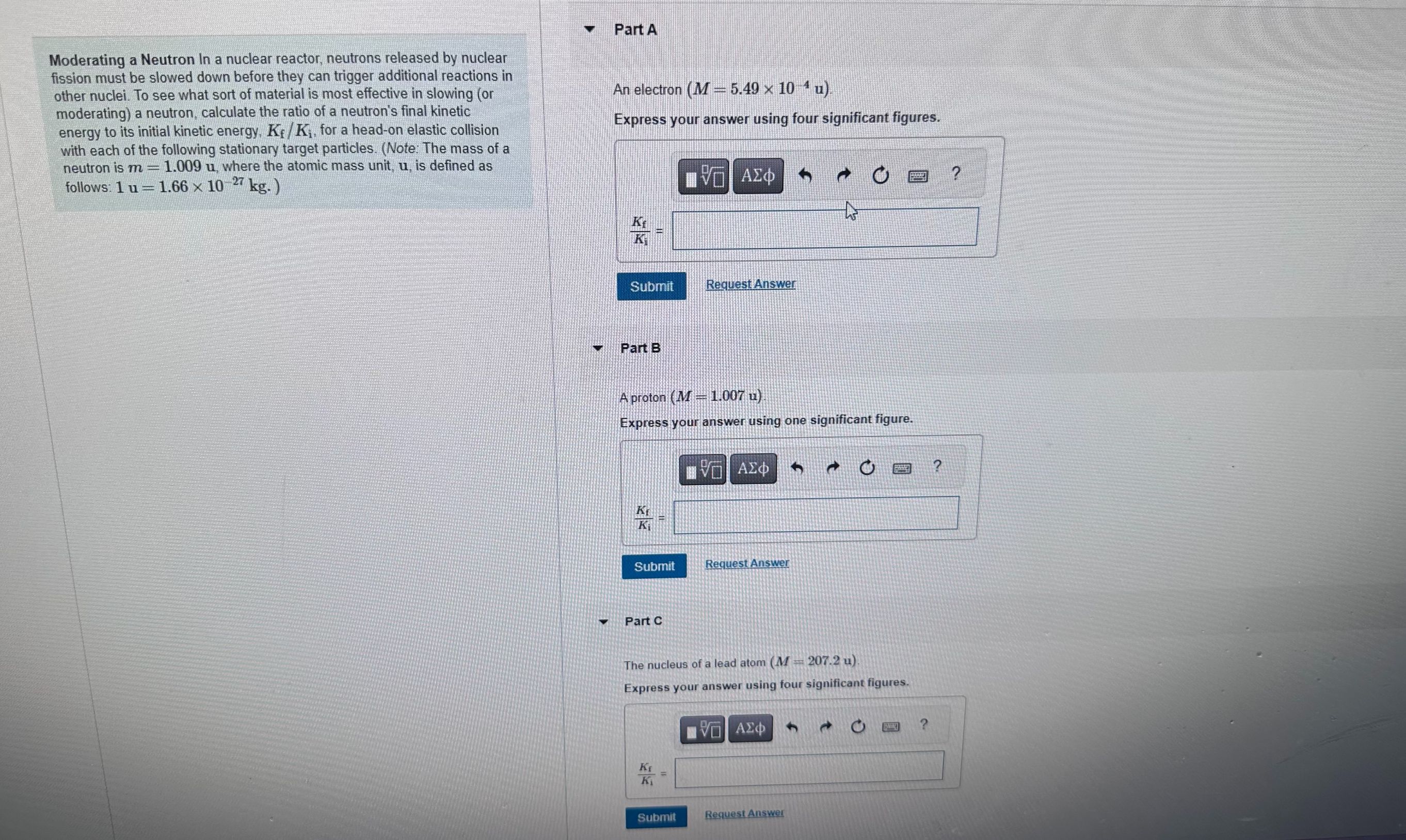 Solved Moderating a Neutron In a nuclear reactor, neutrons | Chegg.com
