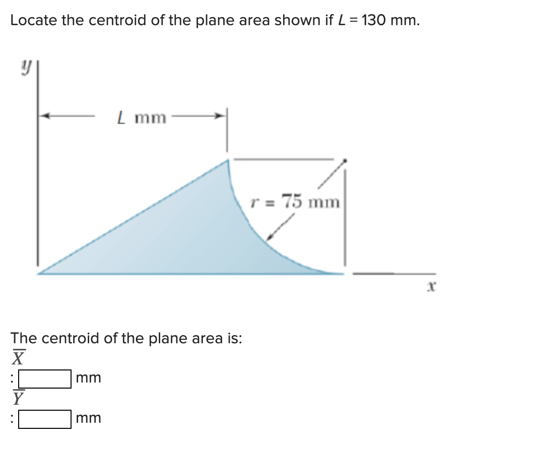 Solved Locate the centroid of the plane area shown if L = | Chegg.com