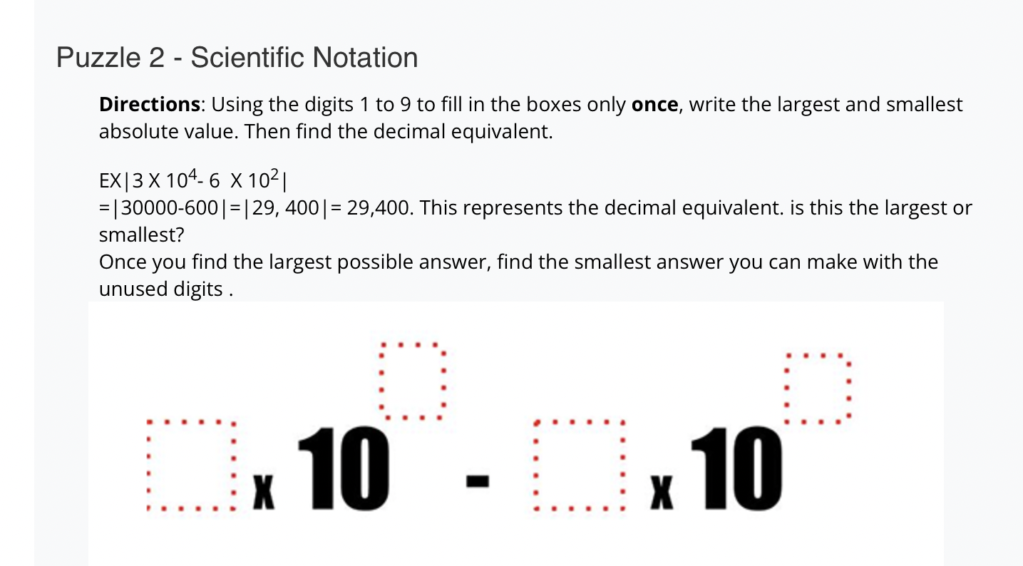Solved uzzle 2 - Scientific Notation Directions: Using the | Chegg.com