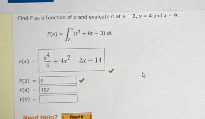 Solved Find F as a function of x and evaluate it at x=2,x=4 | Chegg.com