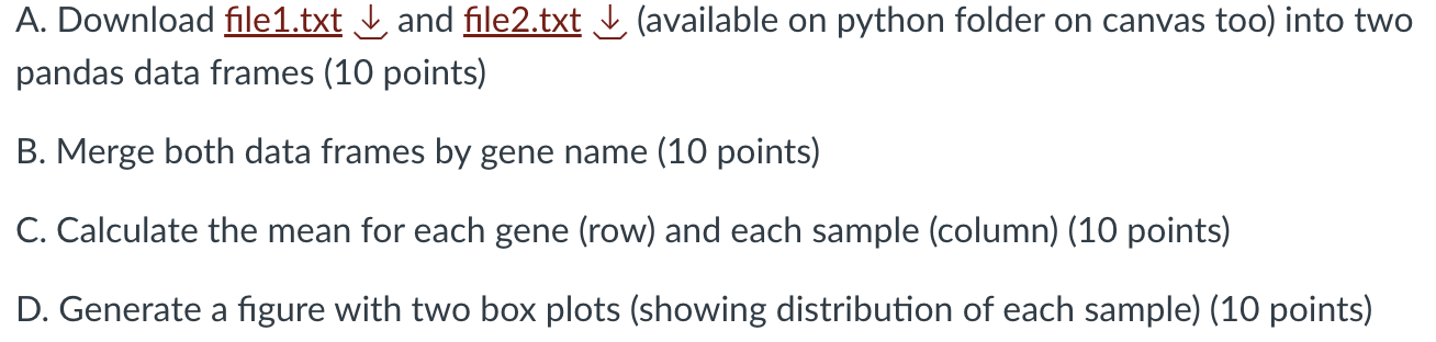 A. Download file1.txt ↓ and file2.txt ↓ (available on | Chegg.com