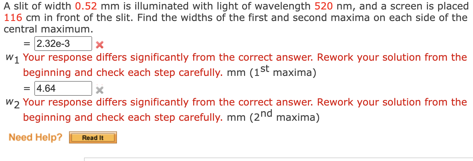 Solved A slit of width 0.52 ﻿mm is illuminated with light of | Chegg.com