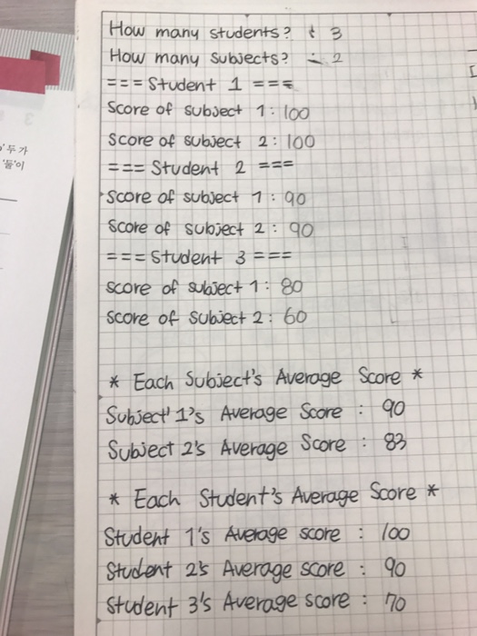 Solved How many students? 3 How many subjects? 2 = = = | Chegg.com
