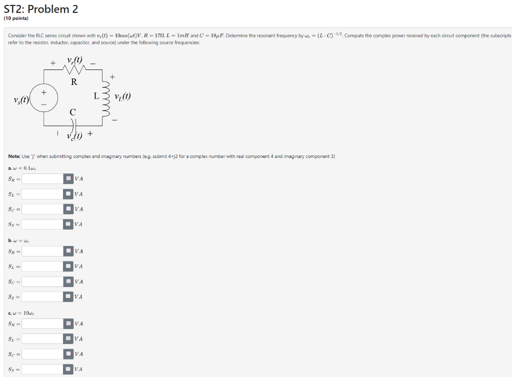 Solved Consider the RLC series circuit shown with | Chegg.com