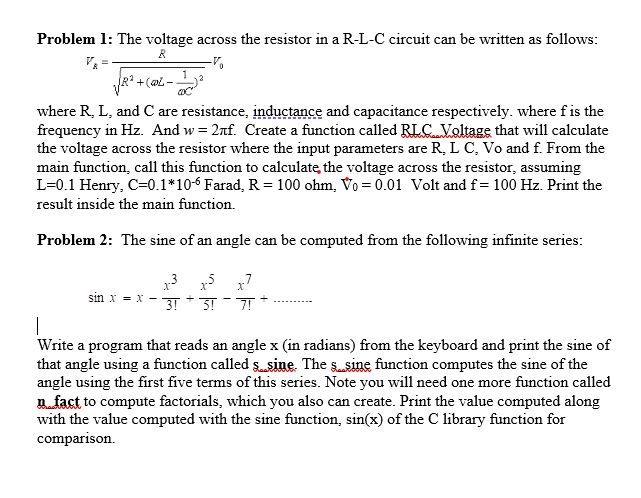 Solved VR=R2+(ωL−ωC1)2RV0 where R,L, and C are resistance, | Chegg.com