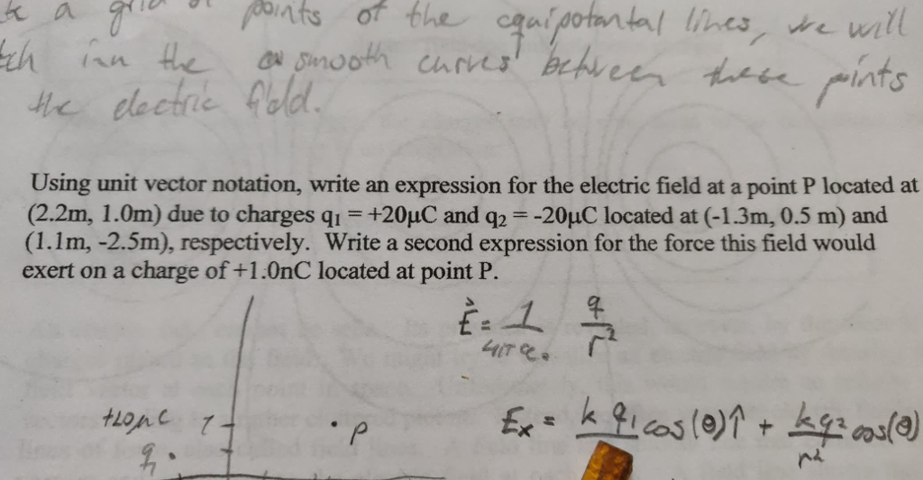 Solved ints he dectie feld Using unit vector notation, write | Chegg.com
