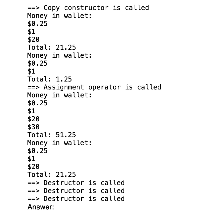 Solved Q3: Continue with Wallet class: (20 pt) big three: | Chegg.com