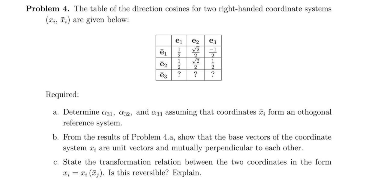 Solved Consider a right-handed system of rectangular | Chegg.com