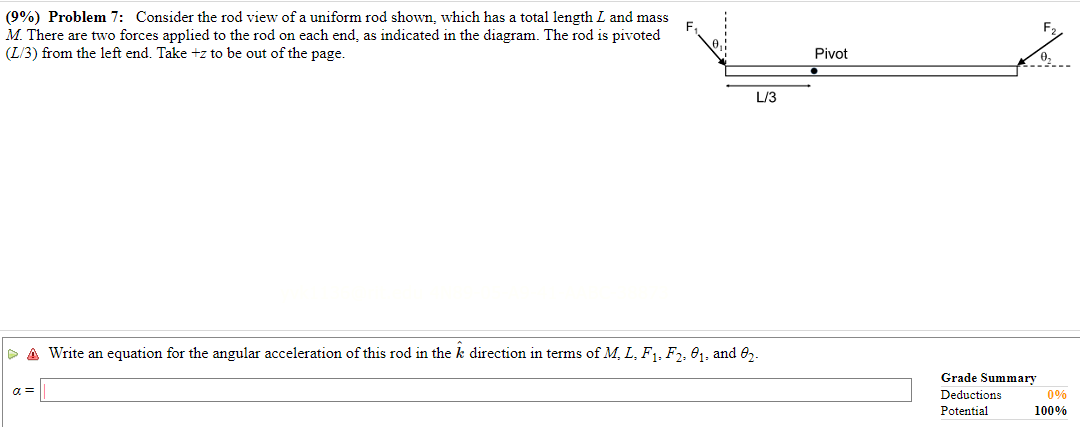 Solved (9\%) Problem 7: Consider the rod view of a uniform | Chegg.com