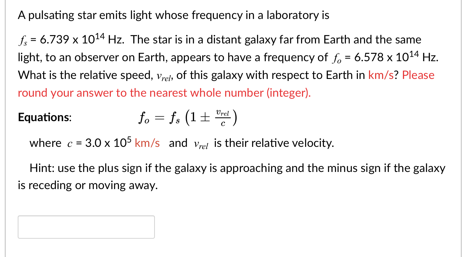 Solved A pulsating star emits light whose frequency in a | Chegg.com
