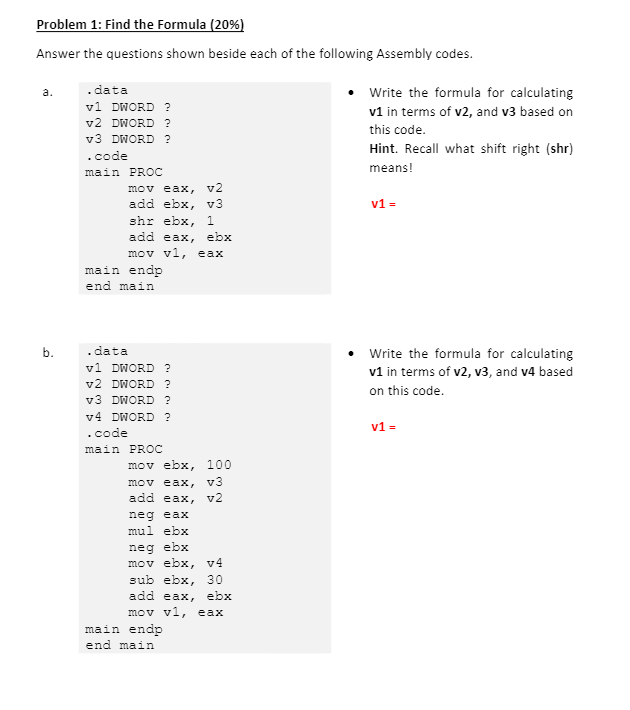 Problem 1: Find the Formula (20%) Answer the | Chegg.com