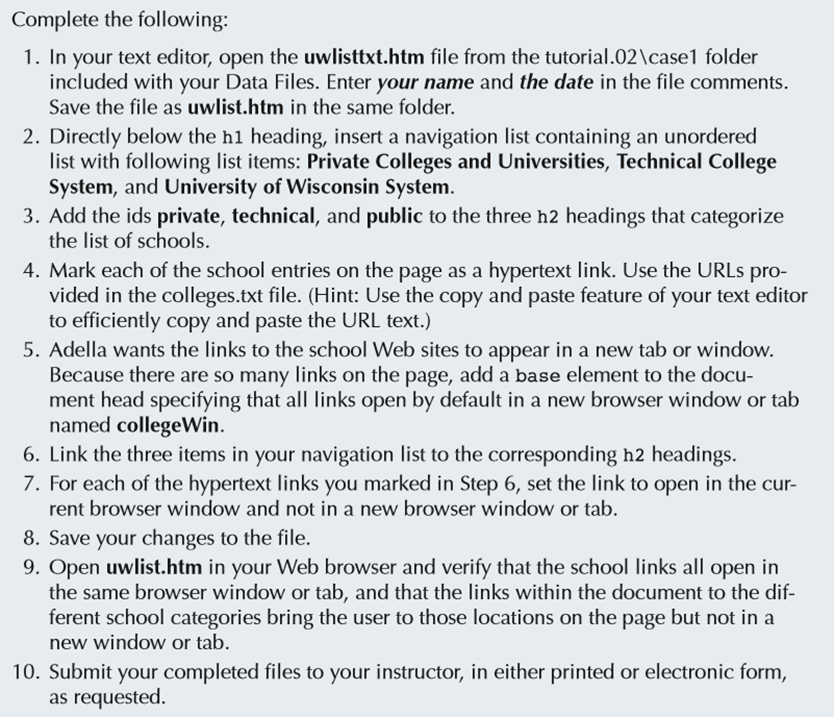 Solved Complete the following: 1. In your text editor, open | Chegg.com
