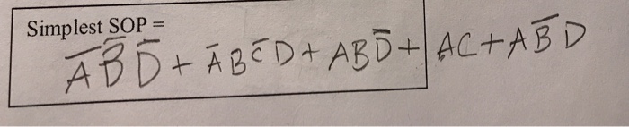 Solved Simplest SOP = | Chegg.com