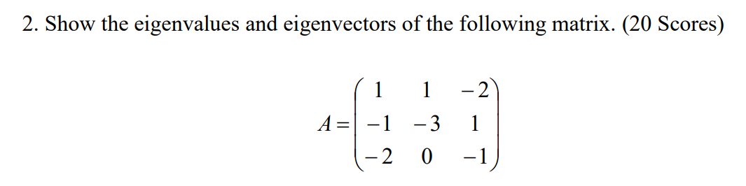 Solved 2. Show the eigenvalues and eigenvectors of the | Chegg.com