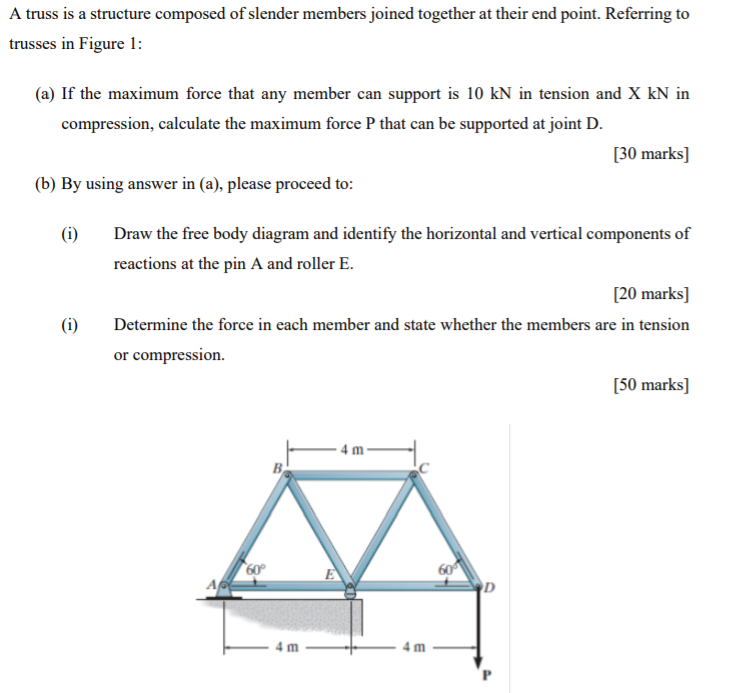 Solved A truss is a structure composed of slender members | Chegg.com