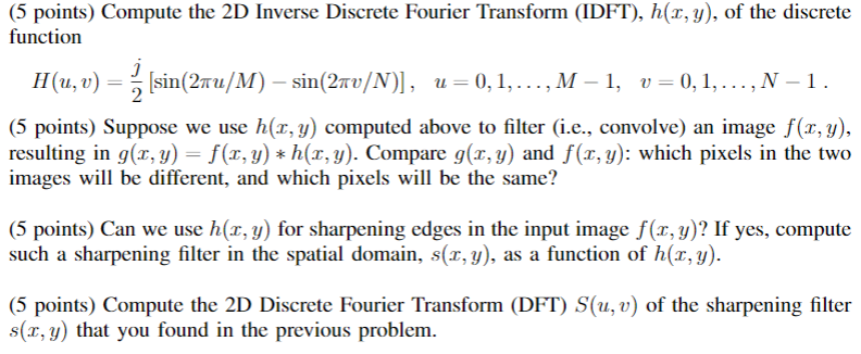 5 points) Compute the 2D Inverse Discrete Fourier | Chegg.com