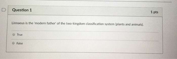 Solved ) Question 1 1 pts Linnaeus is the modern father of | Chegg.com