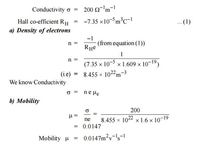1) n n = Conductivity o = 200 2-'m-1 Hall | Chegg.com