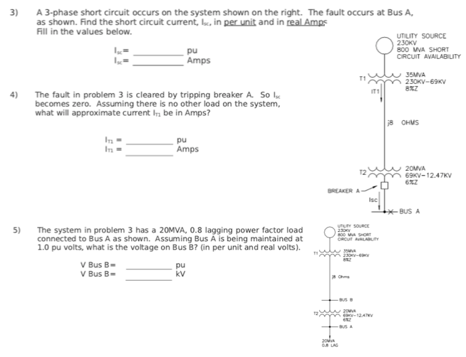 Solved 3) A 3-phase short circuit occurs on the system shown | Chegg.com
