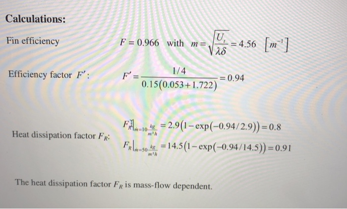 Solved .2 Repeat the calculation of the flat plate collector | Chegg.com