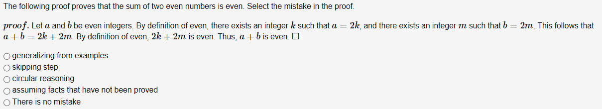 Solved The following proof proves that the sum of two even | Chegg.com