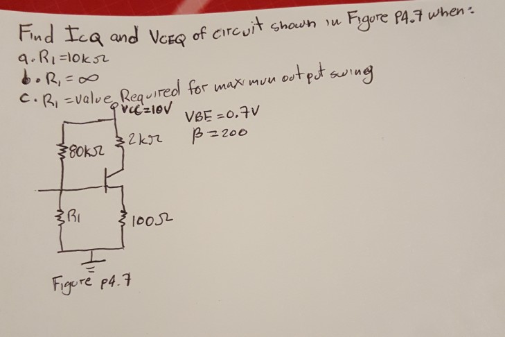 Fund Icq and VCEQ of circuit shown in Figure P4.7 | Chegg.com