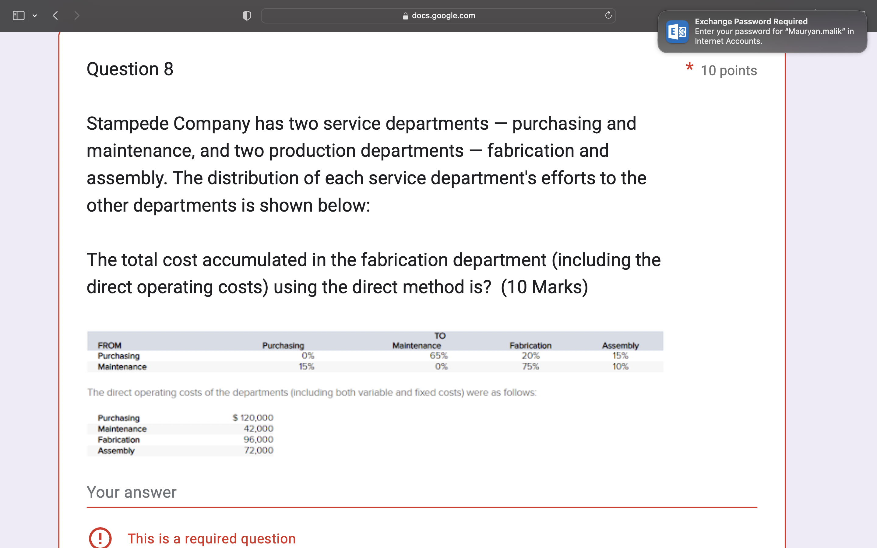 Solved Question 8 ﻿Stampede Company has two service | Chegg.com