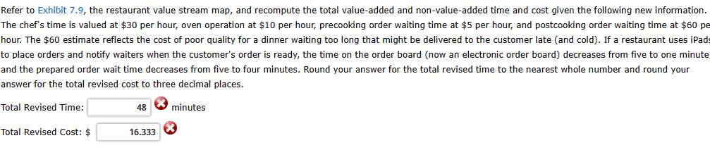 Solved Refer to Exhibit 7.9, the restaurant value stream | Chegg.com