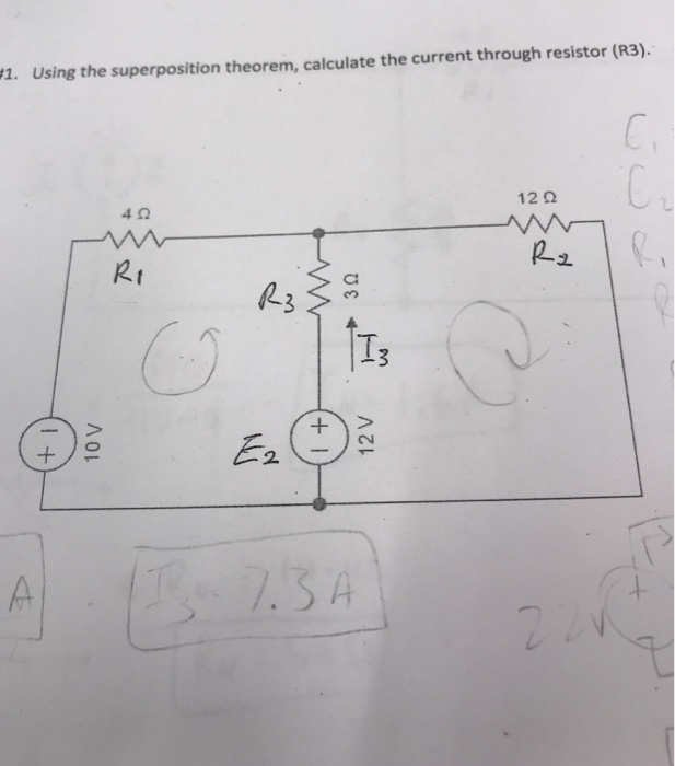 Solved 1. Using the superposition theorem, calculate the | Chegg.com