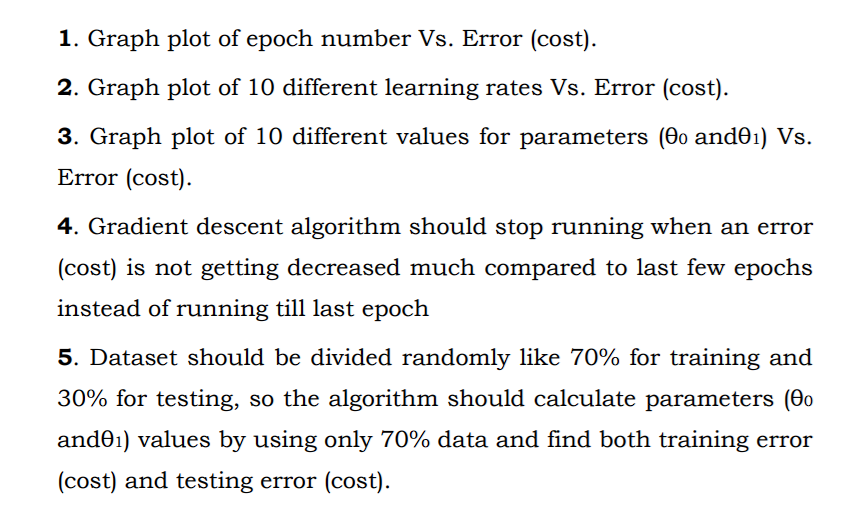 Linear Regression Homework Note: 1. Use the dataset | Chegg.com
