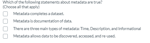 Solved Which of the following statements about metadata are | Chegg.com
