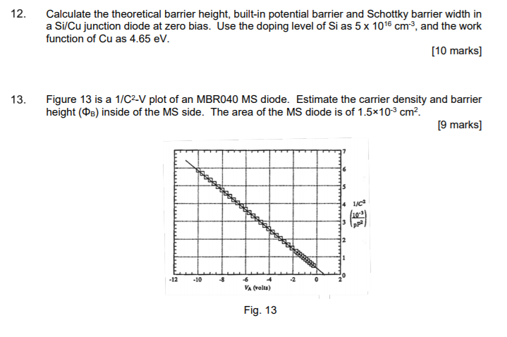 12. Calculate the theoretical barrier height, | Chegg.com