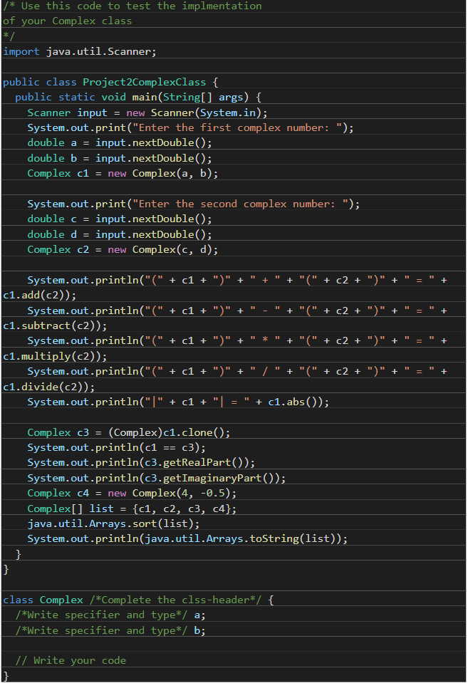 Solved Design A Class Named Complex For Representing Complex