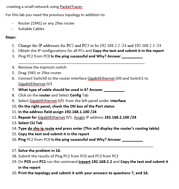 Solved creating a network on PacketTracer. Part1: Building | Chegg.com