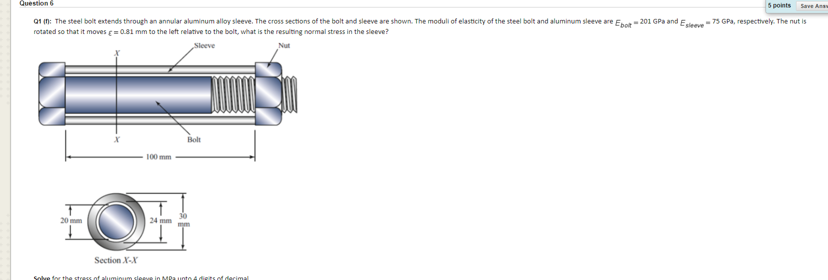 Solved Q1 (a): The steel bolt extends through an annular | Chegg.com