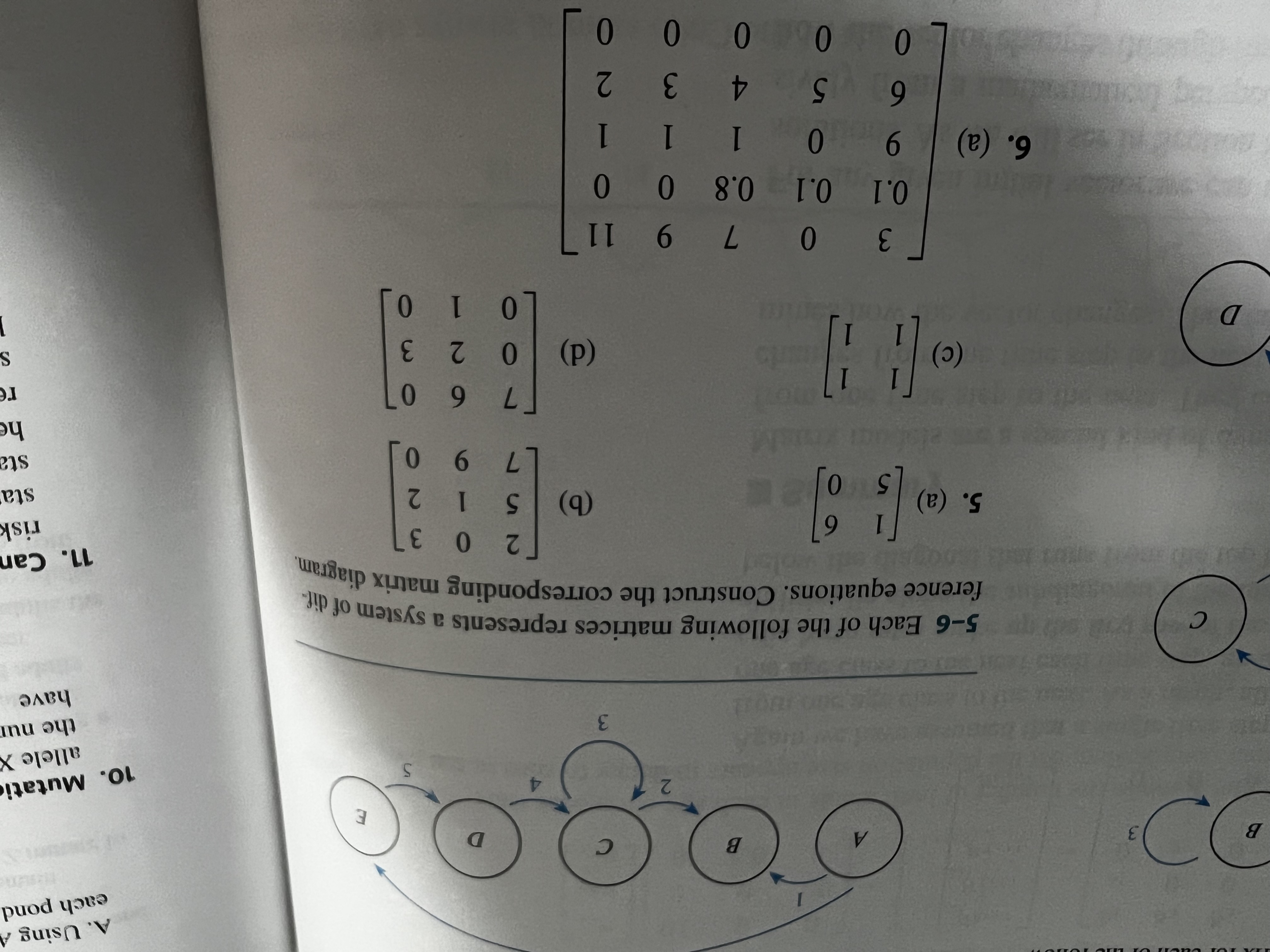 Solved 5-6 Each of the following matrices represents a | Chegg.com