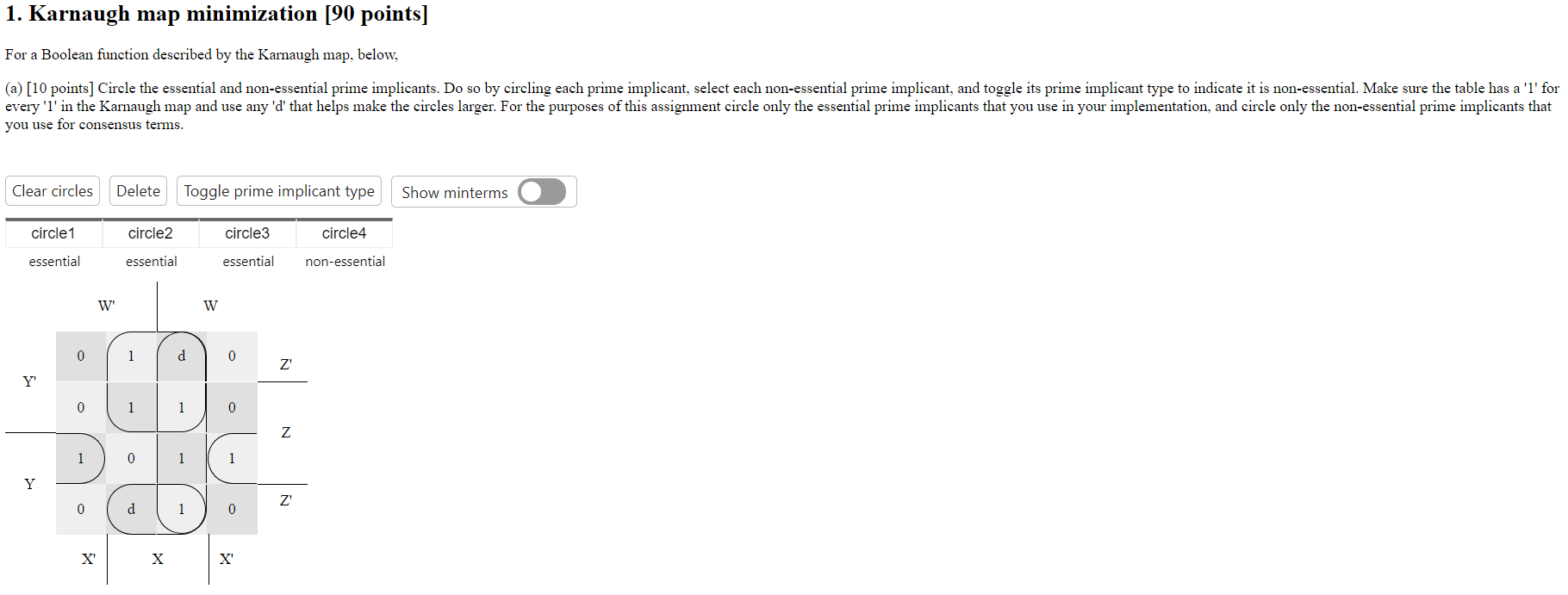Solved 1. Karnaugh map minimization (90 points] For a | Chegg.com