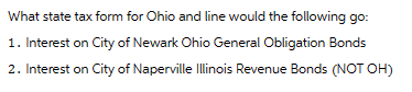 Solved What state tax form for Ohio and line would the | Chegg.com