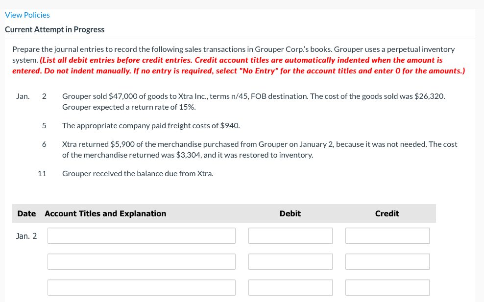 Solved Current Attempt in Progress Prepare the journal | Chegg.com