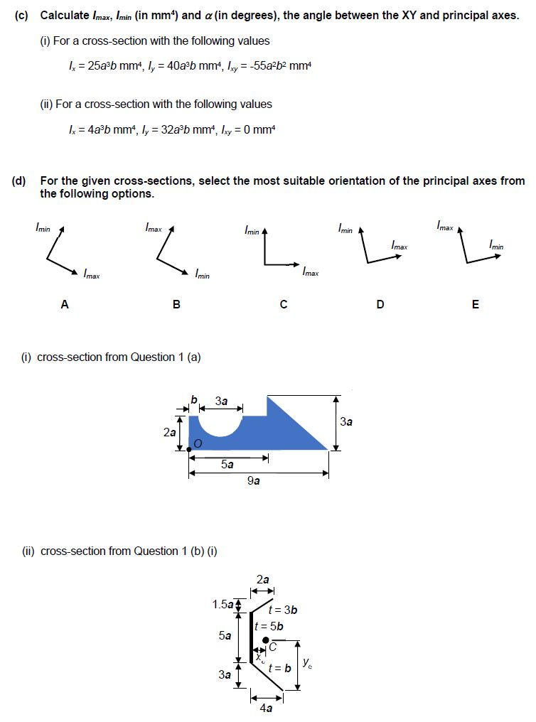 Solved (c) Calculate Imax, Imin (in mm) and a (in degrees), | Chegg.com