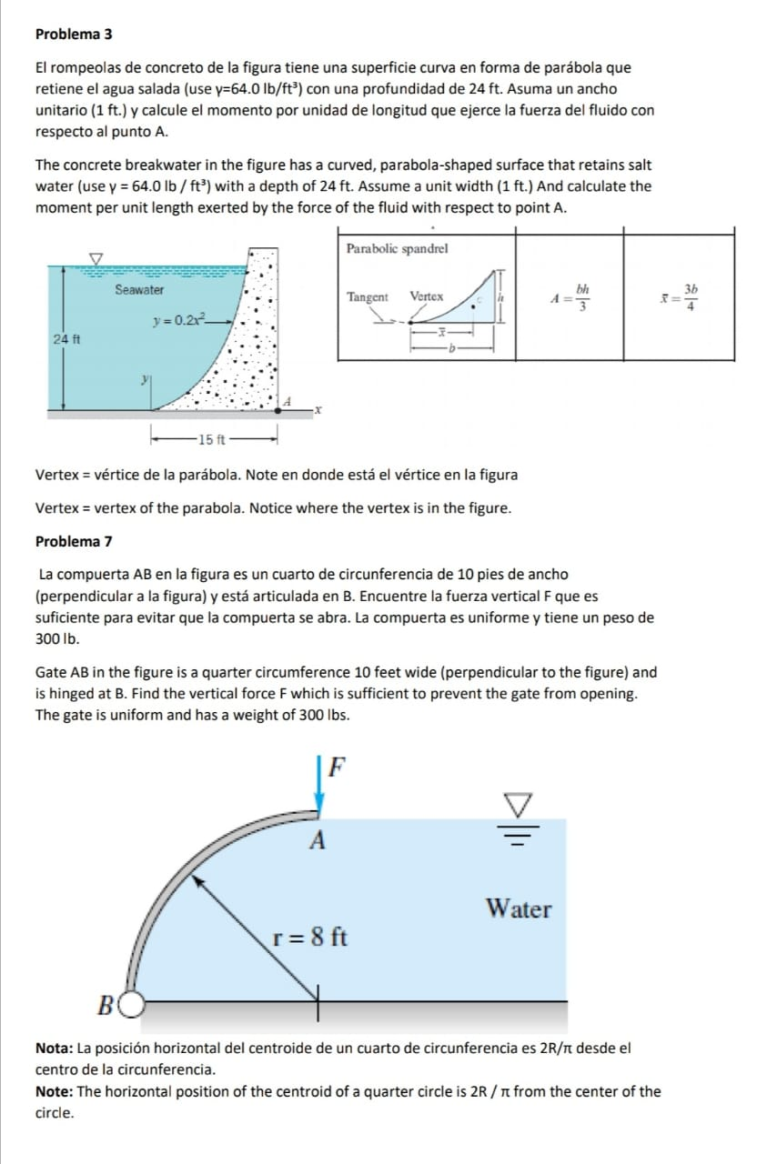 Solved These problems are from the fluid mechanics | Chegg.com