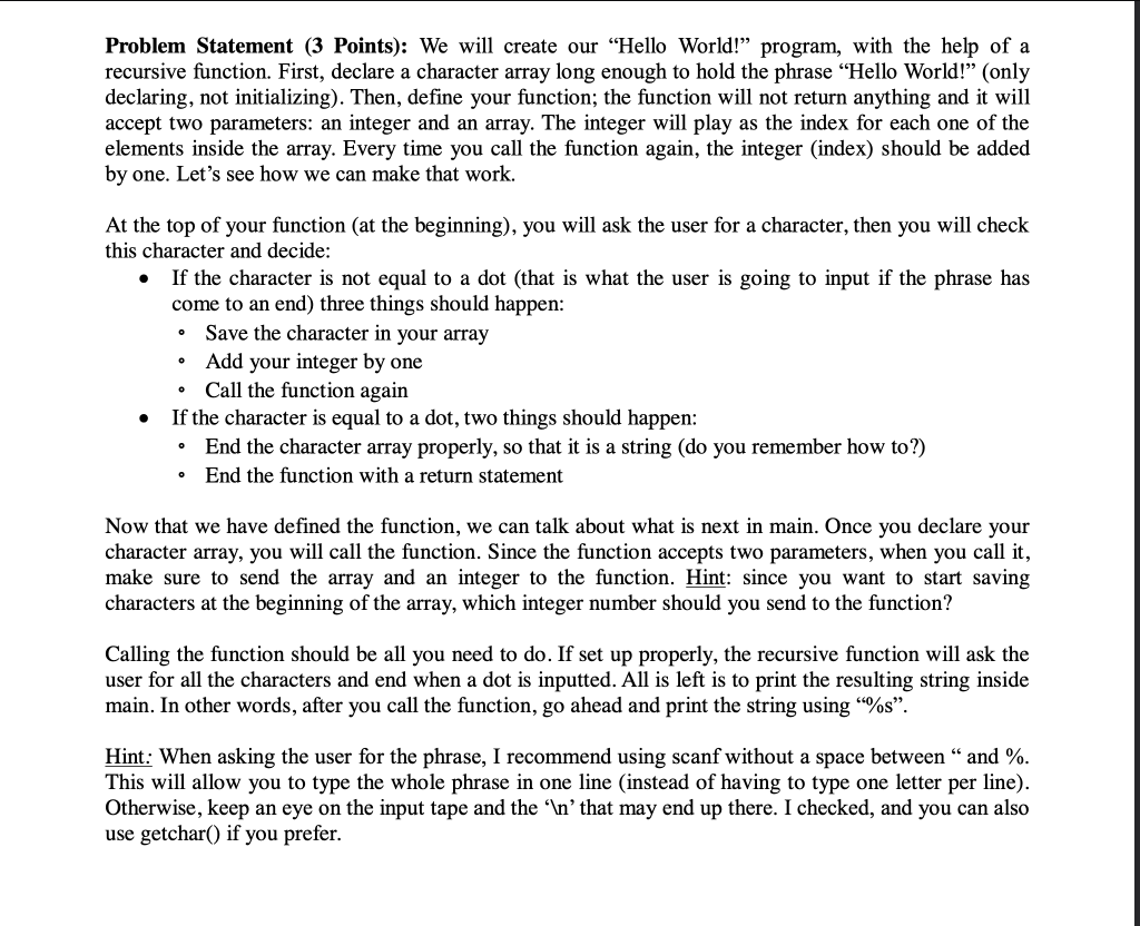 Solved Problem Statement (3 Points): We will create our | Chegg.com