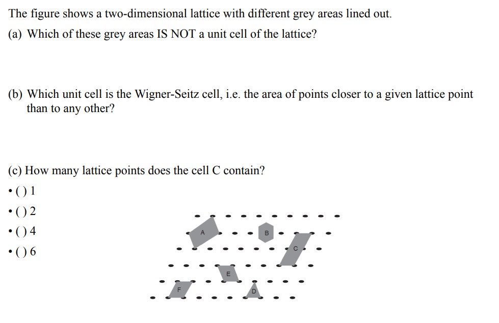 Solved The figure shows a two-dimensional lattice with | Chegg.com