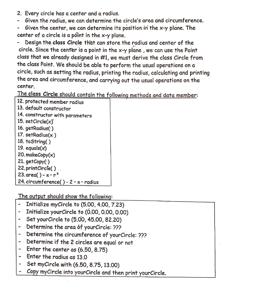 Solved Print your program to test the class Circle Paste the | Chegg.com