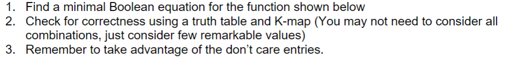 Solved 1 Find A Minimal Boolean Equation For The Function