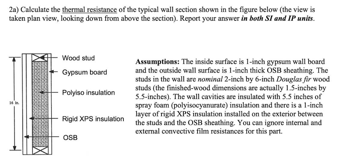 Solved 2a) Calculate the thermal resistance of the typical | Chegg.com