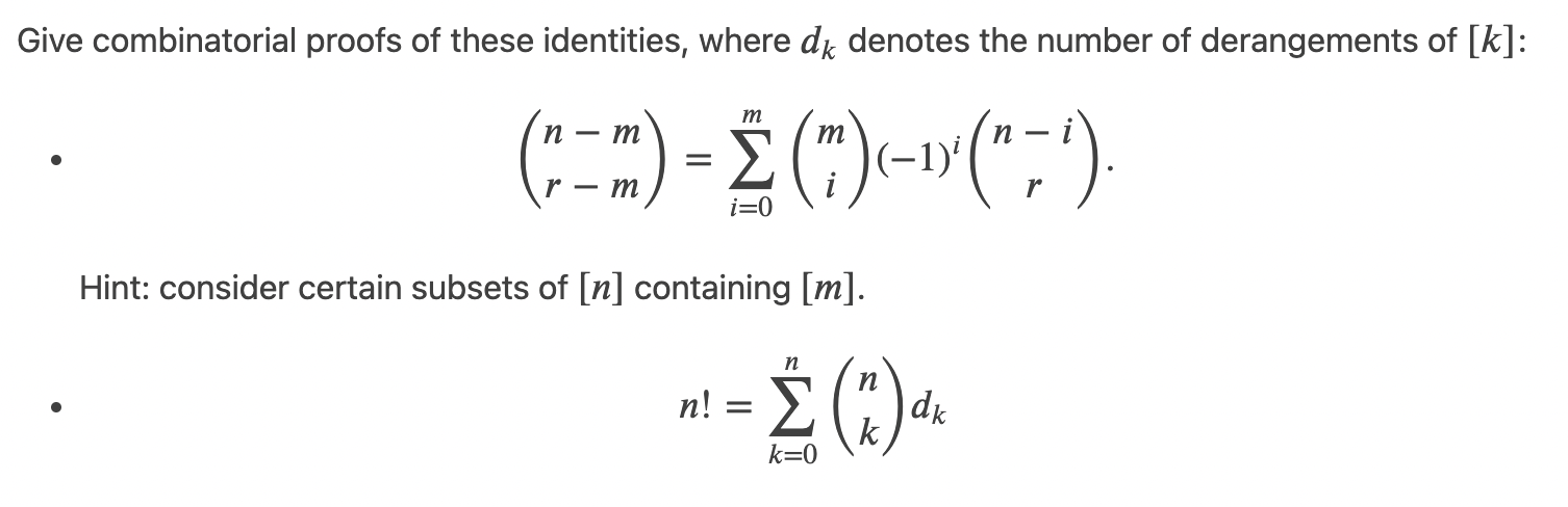Solved Give Combinatorial Proofs Of These Identities Where