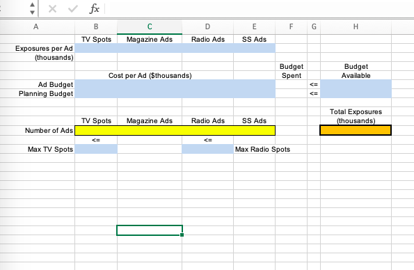 Solved PLEASE SHOW ME WHAT FORMULAS TO USE IN EACH CELL | Chegg.com